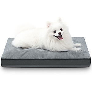 Dog Crate Bed Waterproof Deluxe Plush Dog Beds with Removable Washable Cover Anti-Slip Bottom Pet Sleeping Mattress for Large, Medium, Jumbo, Small Dogs, 29 x 18 inch, Gray