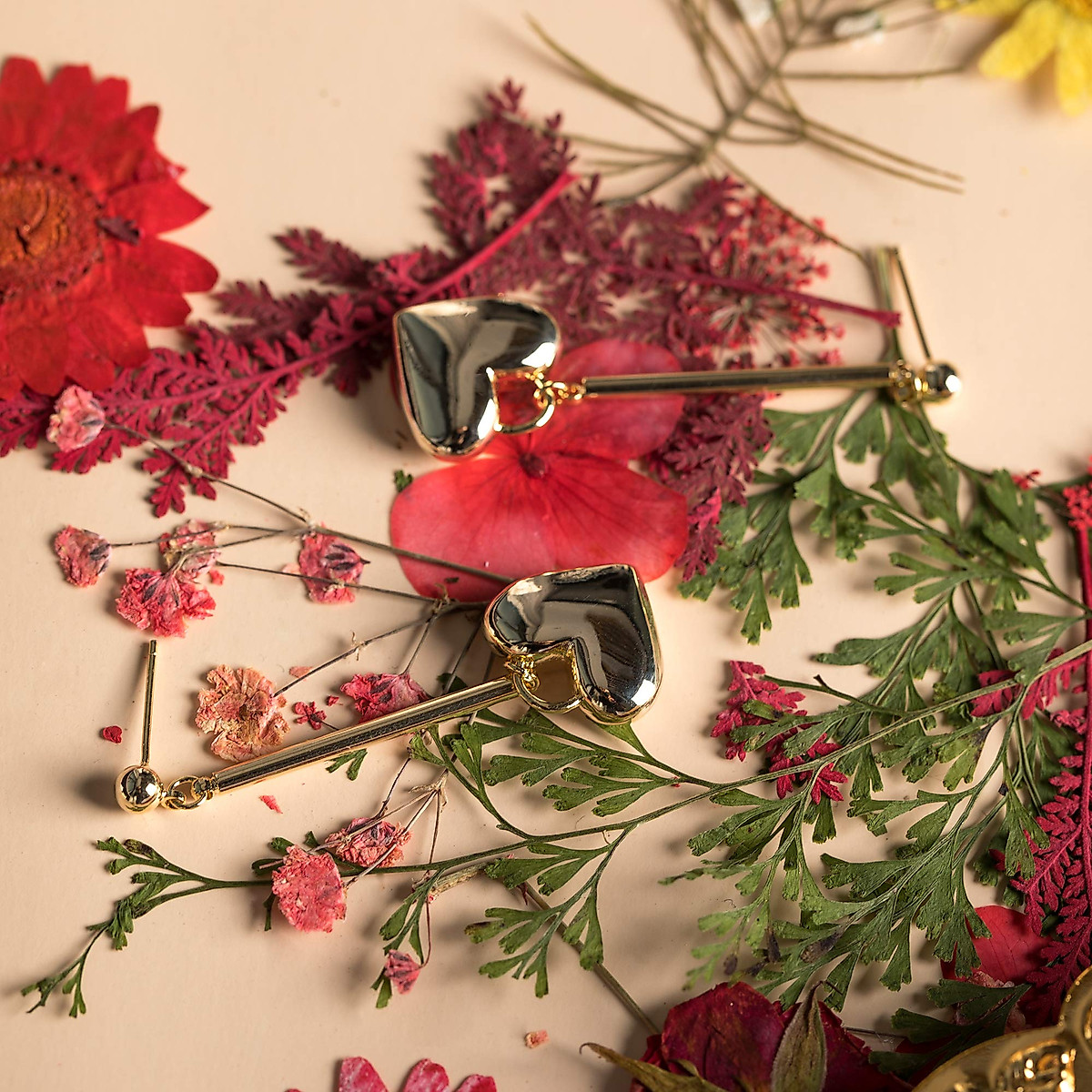 Cowlyn Heart Earrings Love Pendant Long 925 Silver Needle 14K Gold Dangle Drop Stud Cute Jewelry Valentines Day Gift for Women