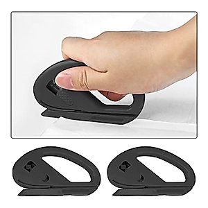Moioee 2 Pack Snitty Safety Cutter, Car Vinyl Film Cutting Tool, Carbon Fiber Wrap Paper Decal Sticker Paper Slitte, Utility Knife with Razor Blade for Window Tint, Gift Paper, Craft (Black)