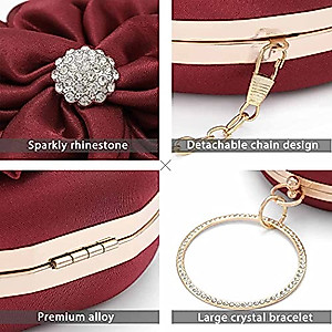 Barode Women Evening Bag Satin Flower Clutch Purse Wedding Party Prom Handbag (Red)