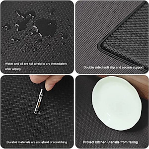 Kitchen Mat and Kitchen Rugs 2 PCS, Cushioned, Thick, Anti Fatigue and Waterproof Mat, Comfort Standing Desk Mat, Kitchen Floor Mat with Non-Skid & Washable for Home, Office, Sink. (Black Menu)