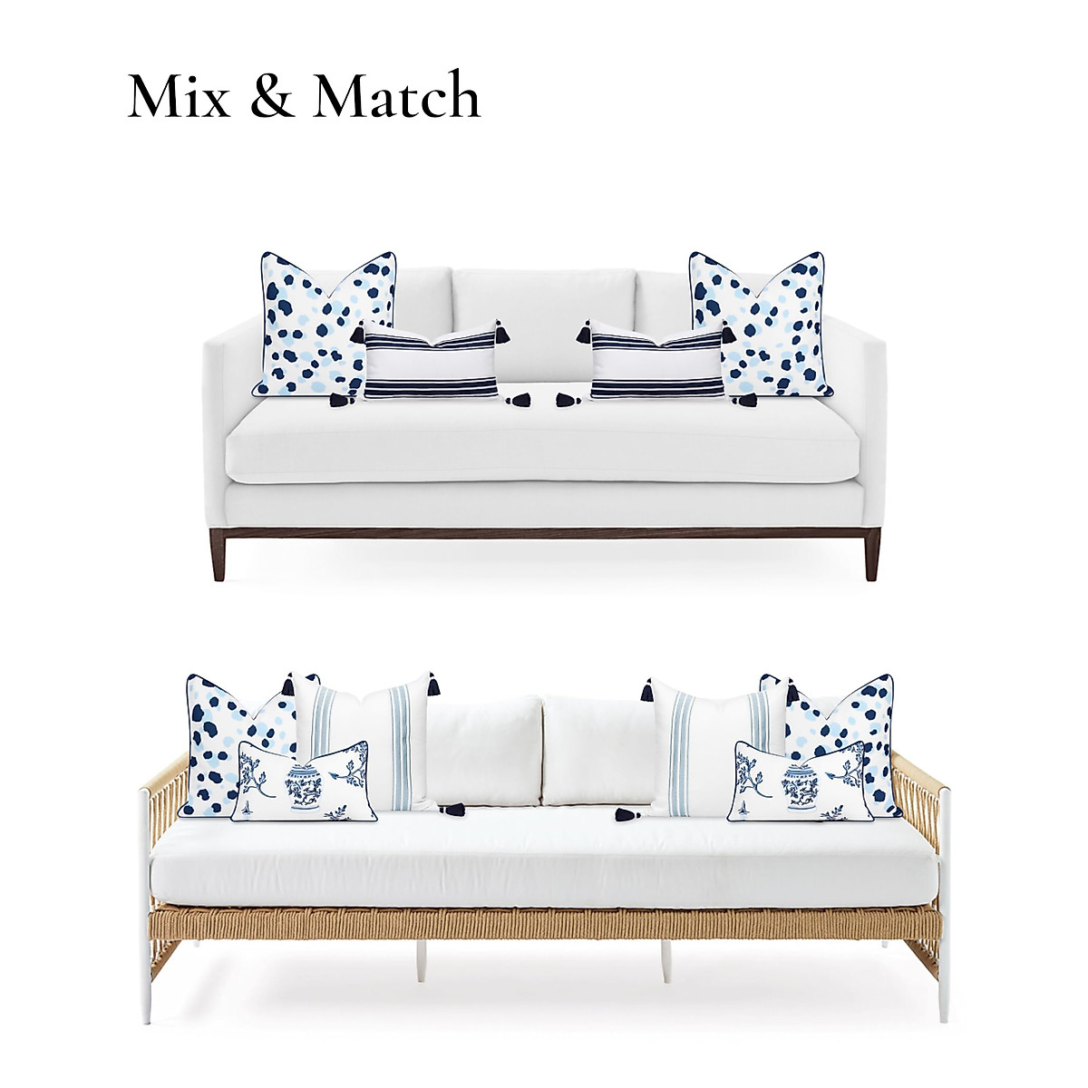 Hofdeco Premium Coastal Patio Indoor Outdoor Throw Pillow Cover Only, 20"x20" Water Repellent for Backyard, Couch, Navy Blue Leopard with Piping