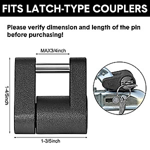 4 Pack Trailer Hitch Lock with Keys Dia 1/4 Inch 3/4 Inch Span Trailer Tongue Coupler Locks Trailer Hitch Lock for Tow Boat RV Truck Car Coupler (Black)