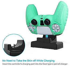 PS5 Controller Charger Station,Daugee Single Fast Charging AC Adapter,PS5 Charging Station Compatible with Dual Playstation 5 Controller（Black）