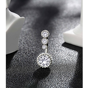 Shakalaka 9pcs Surgical Steel Belly Button Ring for Women Belly Piercing Dangling Cute Heart Butterfly Navel Rings Pack Silver Color