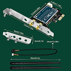 FebSmart Wireless-AC Dual Band 1200Mbps (2.4GHz 300Mbps and 5GHz 867Mbps) PCI Express WiFi Card for Windows XP, 7, 8.x, 10, 11 (32/64bit) and Windows Server Desktop PCs, PCIE WiFi Adapter (FS-AC86SE)