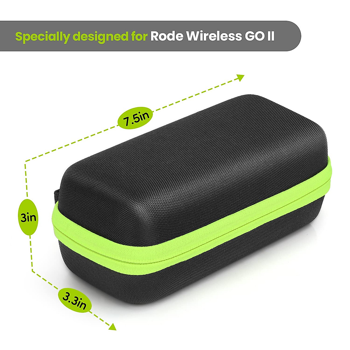 YOUSHARES Wireless Go 2 Hard Carring Case - Professional Flocking Mic Case Compatible with Rode Wireless GO II Dual Channel Compact Digital Wireless Microphone System (black)