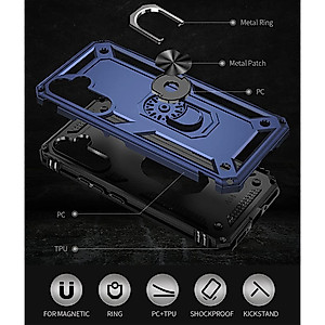 for Samsung A54 5G Case, Galaxy A54 5G Phone Case with HD Screen Protector, [Military Grade 16ft. Drop Tested] Ring Shockproof Protective Phone Case for Samsung Galaxy A54 5G,Blue