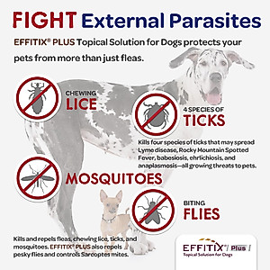 Effitix Plus Topical Solution for Dogs - for Dog Flea and Tick for X-Large Dogs (89-132lbs), 3 Doses, Waterproof Topical Prevention (by Virbac)