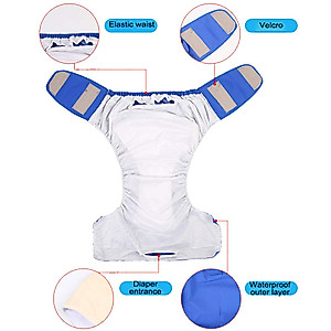 SRSGF Adults Cloth Diapers Reusable Men Women Incontinence Underwear Diaper Cloth Washable Adjustable,XL