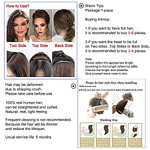 FEIPRO Real Remy Human Hair Clip in Hair Extensions Short Straight Thick Double Weft One Piece Hair Pieces for Thinning Hair Invisible Hairpin Increase Women Men Hair Volume 8 inch#2 Brown