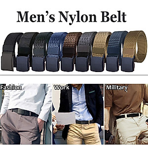 WYuZe 2 Pack Nylon Belt Outdoor Military Web Belt 1.5" Men Tactical Webbing Belt (Waist-below 42", Black+Brown)
