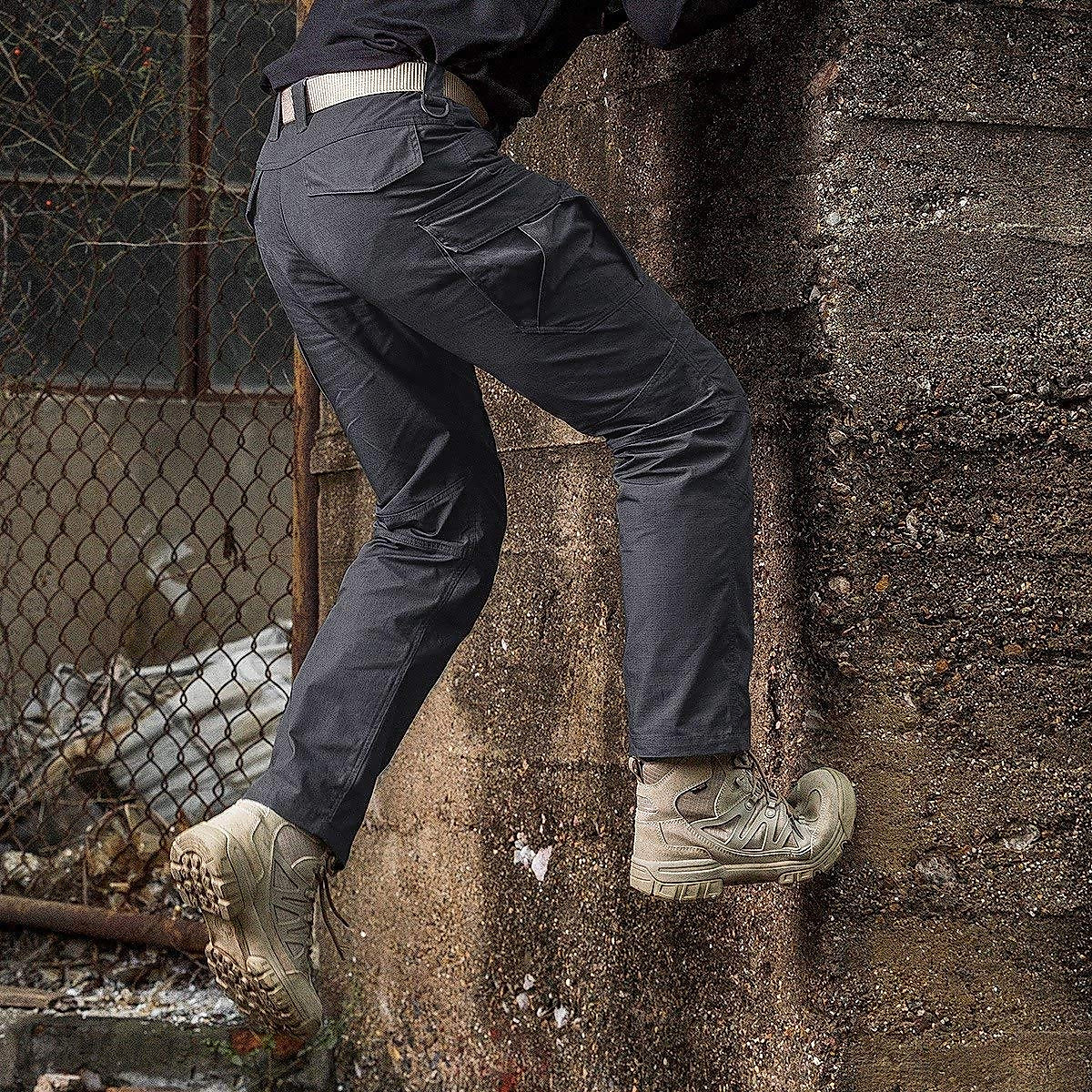 FREE SOLDIER Mens Cargo Pants Lightweight Work Pants for Men Water Resistant Tactical Pants with Pockets for Hiking Outdoor（Gray34Wx30L）