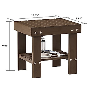Zhuoyue Shower Stool for Shaving Legs Wooden Shower Foot Rest for Inside Shower Corner Shower Stool for Small Spaces Walnut
