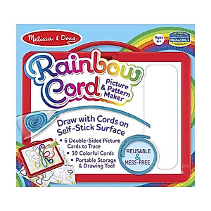 Melissa & Doug Rainbow Cord Picture & Pattern Maker Draw with Cords – 39 Cords, 6 Double-Sided Cards to Trace