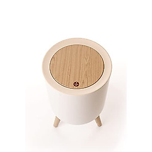 Trash Can | 7 Liter (1.8 Gallon) / 2 Liter (0.5 Gallon) | Push-to-Open Lid | Premium Plastic Wood Grain Nordic Minimalist Modern Waste Basket for Kitchen, Bathroom, Bedroom, Living Room, Office (1.8 Gallon (7L))