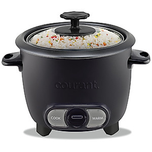 Courant Rice Cooker 8-Cup (Cooked), Removable Non-Stick Bowl, One Touch Rice Cooker, Black