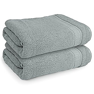 Magshion Extra Large Cotton Bath Sheet for Bathroom Adults Oversized Quick-Dry Bath Sheet Towels Set of 2,Gray