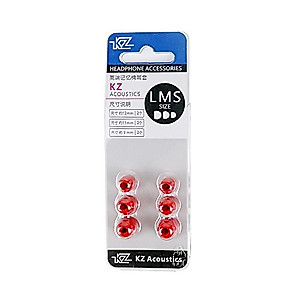 KZ 3 Pairs Memory Foam Noise Cancelling Eartips for in Ear Earphones Earbuds, S M L, Red