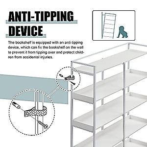 Merax 6-Tier Tall Bookshelf Bookcase, Freestanding Open Large Vintage Industrial Storage and Display Shelves for Home Office