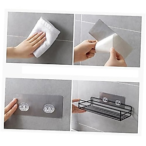 FUNOMOCYA Iron Storage Rack Storage Shelves Storage Shelf Self-Adhesive Storage Rack Kitchen Organizer Wall Mount Rack Black