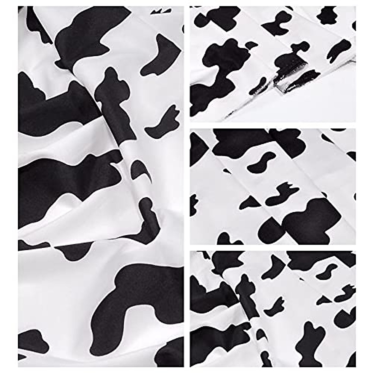 Yutone 59" Wide 4.0 OZ Fabric by 100% Polyester Cow Design Print Fabric,White/Black, for Party Derss by The Yard (White Ground)