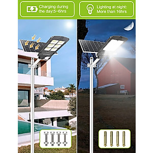 HYKOONT Solar Street Light, 500W Solar Parking Lot Lights Dusk to Dawn Outdoor Solar Lights, IP66 Waterproof 6500K Street Light Solar Powered Lighting for Garage,Garden,Patio (792 LEDs)