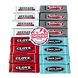 Beemans Black Jack Clove Teaberry Chewing Gum 4 Packs of Each Old Time Assortment Gum