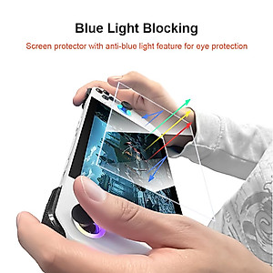 Qwiizlab 2 Pack Screen Protector for ASUS ROG Ally X/ROG Ally Handheld 7 inch 2023, Tempered Glass, 9H Hardness, Scratch Resistant, Anti-Fingerprint, Anti Glare, Blue Light Block