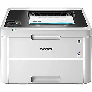 Brother HL-L3230CDWl Compact Color Laser Printer, Auto Duplex Printing, 2400 x 600 dpi, Up to 25 PPM, Wireless & Ethernet Printing, 250 Sheet Tray with Printer Cable, White
