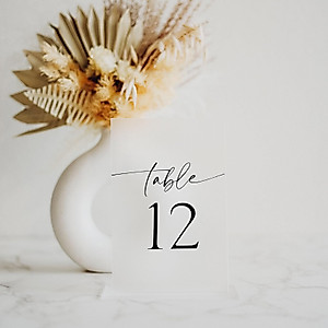 JINMURY 5x7 Inch Frosted Acrylic Sign with Stand | 10 Pack Blank Frosted Acrylic Table Signs and Base for DIY Wedding Table Numbers, Wedding Signage, Events& Parties (Frosted, 5x7 Inch)