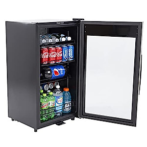 Magic Cool MCBC3SI Beverage Cooler with Glass Door 108 Can Mini Refrigerator with Lock for Beer Soda Water Wine with Digital Temperature Control, Metallic