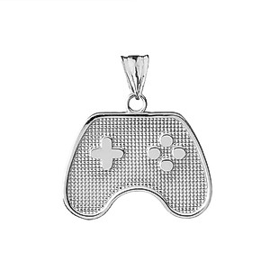 Fine 10k White Gold Video Game Controller Charm Pendant