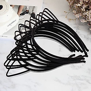 Black Cat Ear Headbands for Girls, Women, and Kids - Plastic Kitty Ears for Parties, Costumes, Daily Wear, and Decorations - 10Pcs Non-Slip Headbands