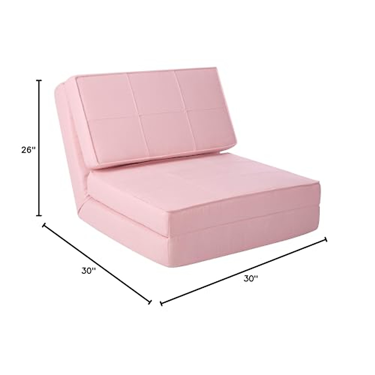 Urban Lifestyle Ultra Suede Convertible Flip Lounge and Gaming Floor Chair, Light Pink, 26D x 30W x 30H in