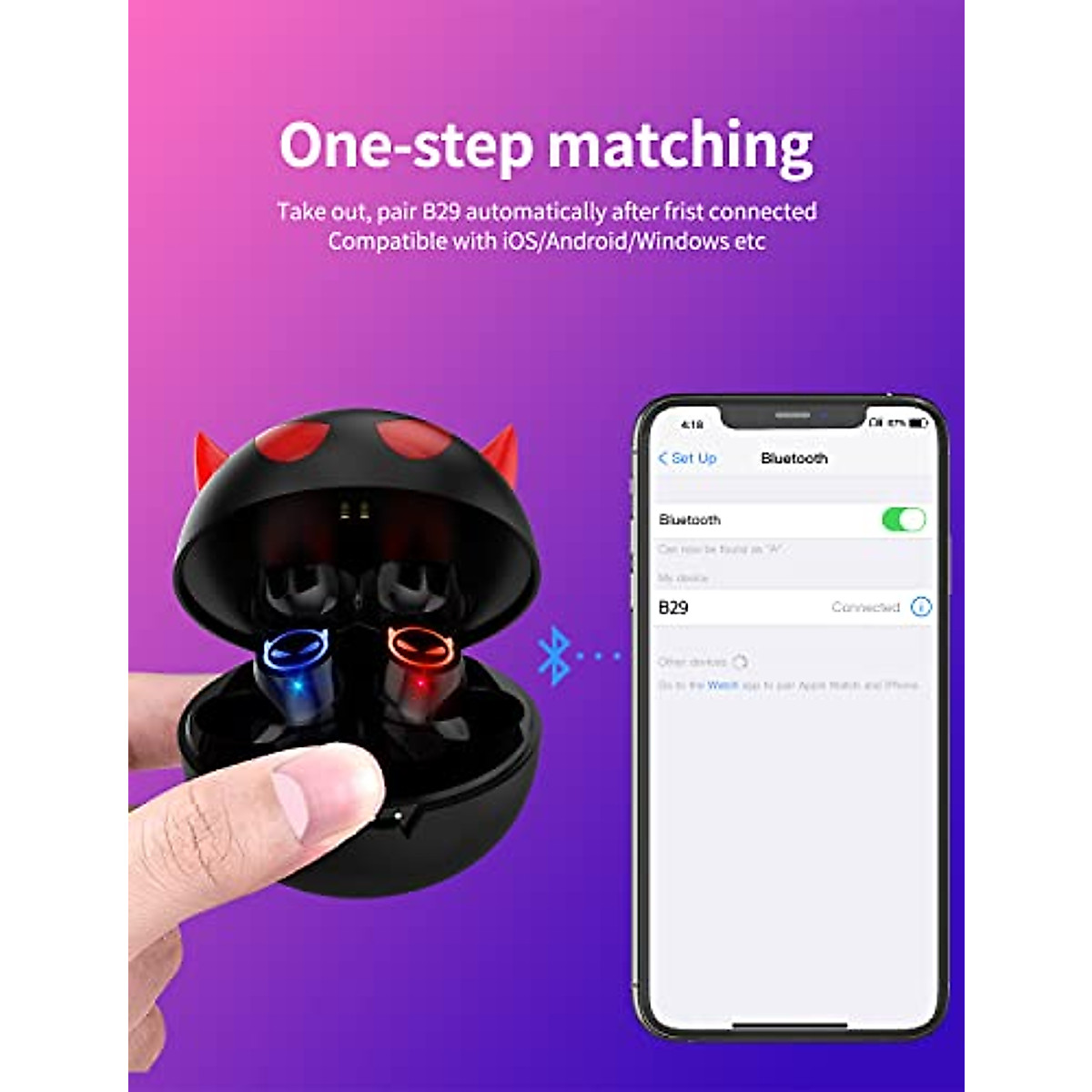 Tiny Bluetooth Earbuds,Kids Wireless Ear Bud with Cute Charging Case, Waterproof Stereo TWS Wireless Earphone with Micphone for Workout Sport,Bluetooth 5.0 Headphones for iPhone and Android as Gift