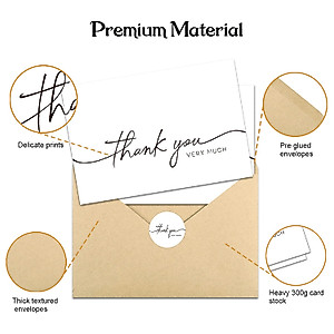 30 Pack Thank You Cards with Envelopes, 4" x 6" Professional Looking | Suitable for Business, Baby Shower, Wedding, Small Business, Graduation, Bridal Shower, Funeral
