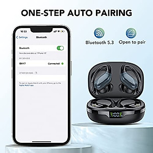 CASCHO Wireless Earbuds Bluetooth Headphones 60Hrs Playtime HD Stereo Audio Digital LED Display Over-Ear Earphones with Earhook Waterproof Headset with Mic for Sport Running Workout
