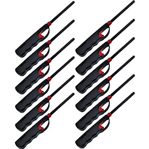 12 Pack - VIP Home Essentials Fuel Included Handi Flame BBQ Grill Click Stick Lighter Refillable Candle Fireplace Kitchen Stove Wind Resitent Long Stem