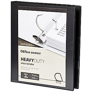 Office Depot® Brand Heavy-Duty Easy Open® Round-Ring View Binder, 1/2" Rings, 54% Recycled, Black