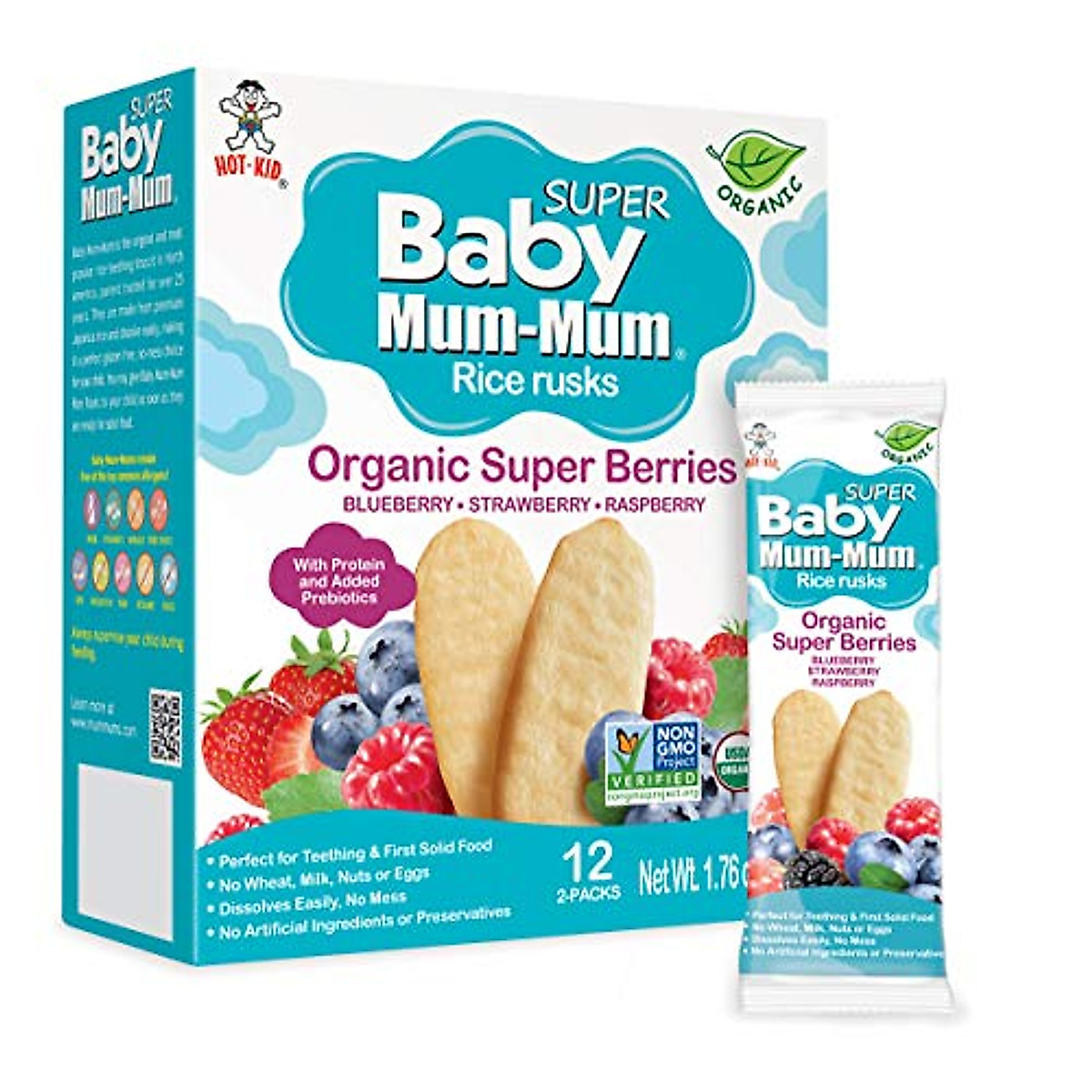 Baby Mum-Mum Organic Super Berries Rusks 1.76 Ounce, 24 Count (Pack of 6)