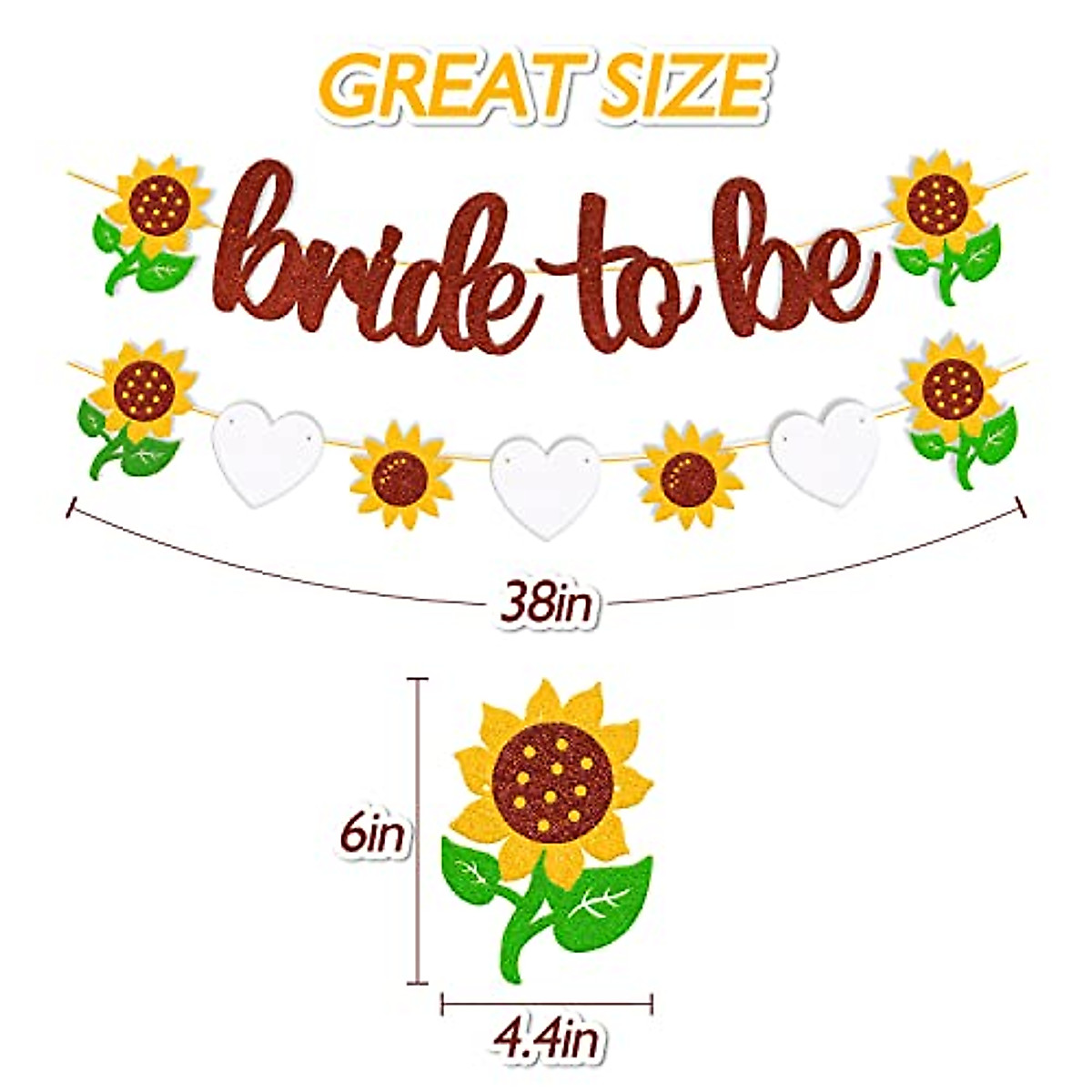 Sunflower Bridal Shower Banner Bride-to-be Sunflower Garland for Engagement Wedding Bachelorette Hen Party Supplies Glitter Gold Brown Decorations