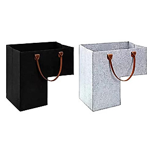 2Pieces Stair Organizer Basket Felt for Wooden Staircase, Black and Gray, as described