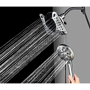 INAVAMZ 2-IN-1 Shower Heads with Handheld Spray Combo: 7.5 Inch Rainfall Shower Head & 10 Settings Hand Held Shower Head, Detachable Shower Head with Hose Lifetime Shower Head Warranty