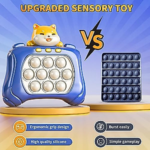 TEMI Handheld Bubble Game for Kids 6-12, Squeeze Sensory Push Bubble Stress Light Up Toy, Birthday Gifts for 6 7 8 9 10 11 12 Year Old Girls & Boys & Teens