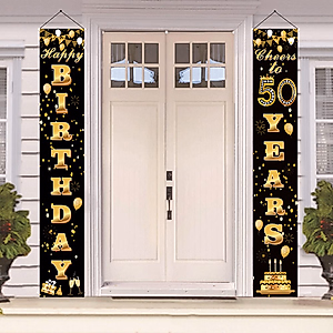 50th Birthday Door Banner,Happy 50th Birthday Banner,50th Birthday Anniversary Party Decorations Supplies Cheers to 50 Years Welcome Porch Sign for Indoor Outdoor