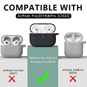Ljusmicker for AirPods Pro Case Cover with Cleaner Kit,Soft Silicone Protective Case for Apple AirPod Pro 2nd/1st Generation Case for Women Men,AirPods Pro 2/Pro Case Accessories with Keychain-Black
