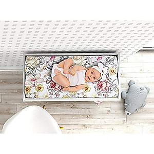 Baby Floral Diaper Changing Pad Cover Cradle Mattress Sheets, Infant Stretchy Fabric Changing Table Cover Changing Mat Cover Baby Nursery Diaper Changing Pad Sheets (Floral)