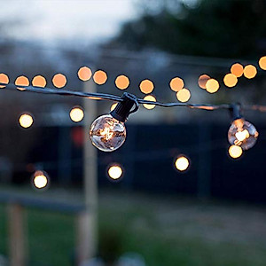 GUDDL Outdoor String Lights 50ft Patio Lights with 55 G40 Bulbs (5 Spare), Connectable Globe String Lights for Party Tents Patio Gazebo Porch Deck Bistro Backyard Balcony Pergola Decor, Black Wire