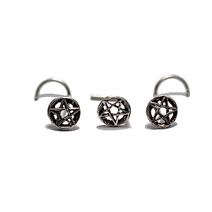 Pentacle Nose Stud, Sterling silver nose stud/nose screw, Jewelry Nose Stud, Body Piercing Jewelry, Body Jewelry, nose stud(18g Right Screw)